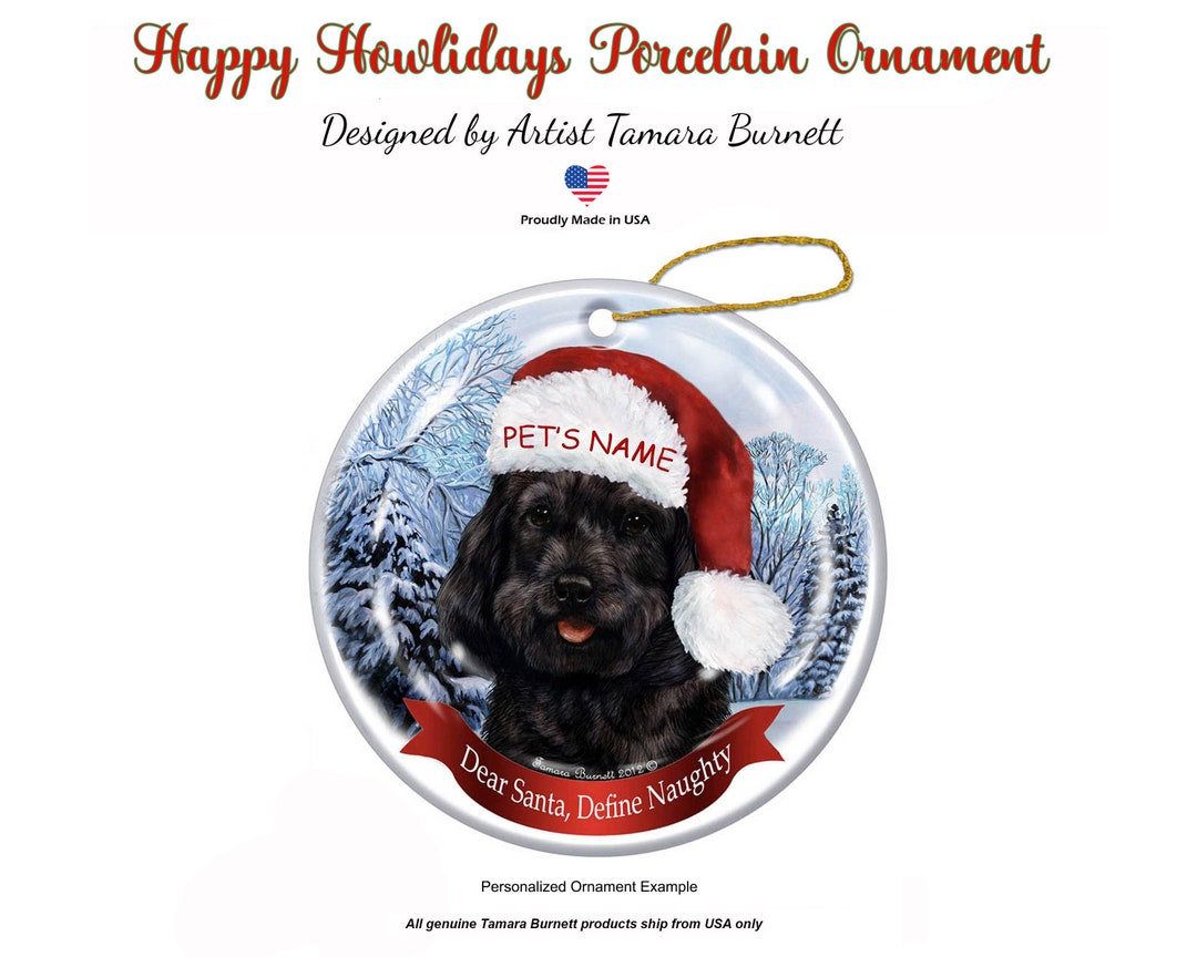 Cockapoo black Santa Hat Porcelain Christmas Ornament select Options to ...