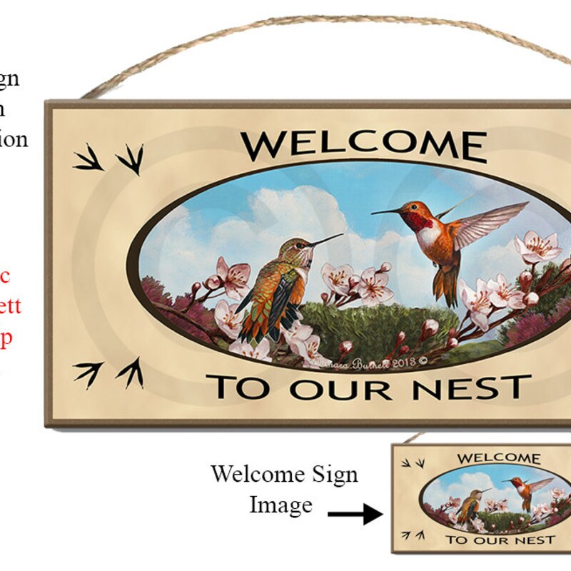 Welcome Sign With Birds - Etsy