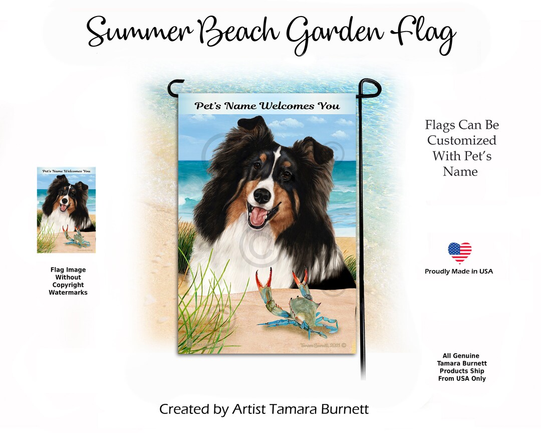 Sheltie Tri Style 2summer Beach Scene Garden Flag - Etsy