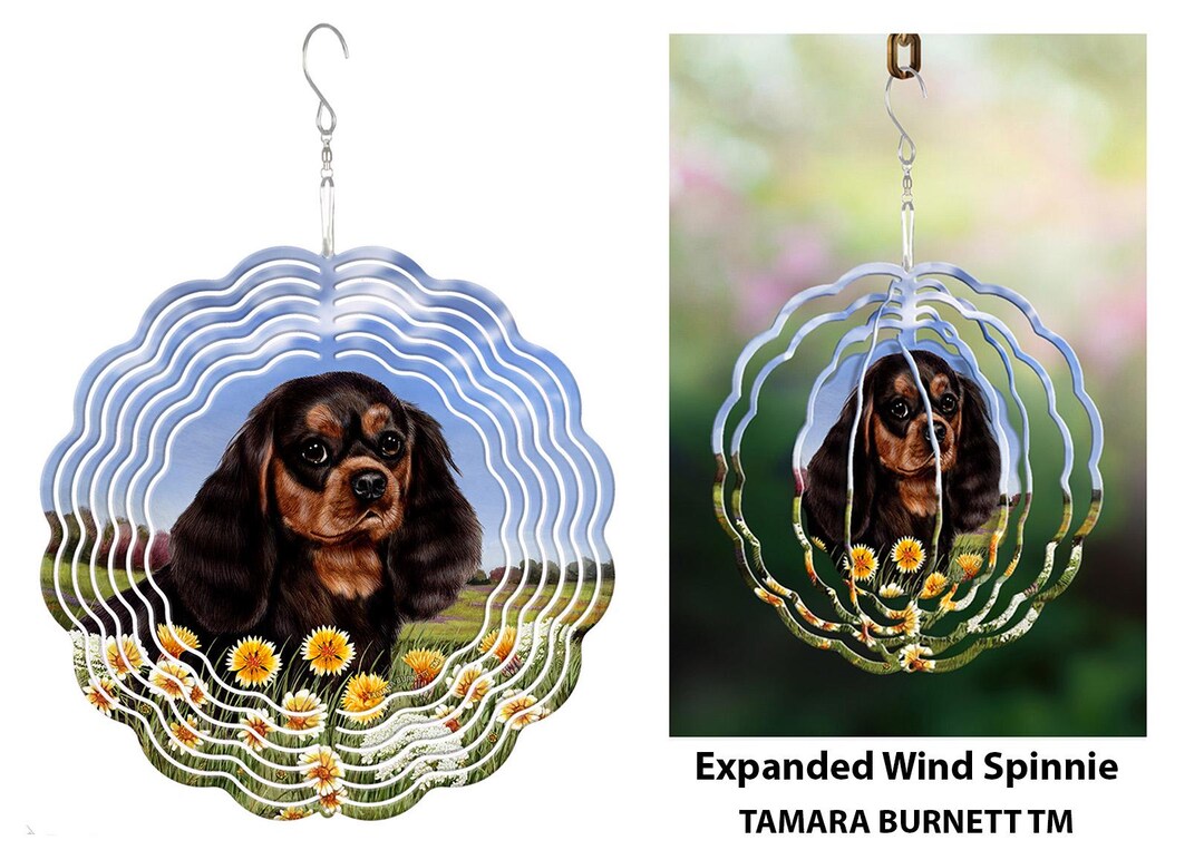 Cavalier King Charles Black and Tan - Wind Spinner - Etsy