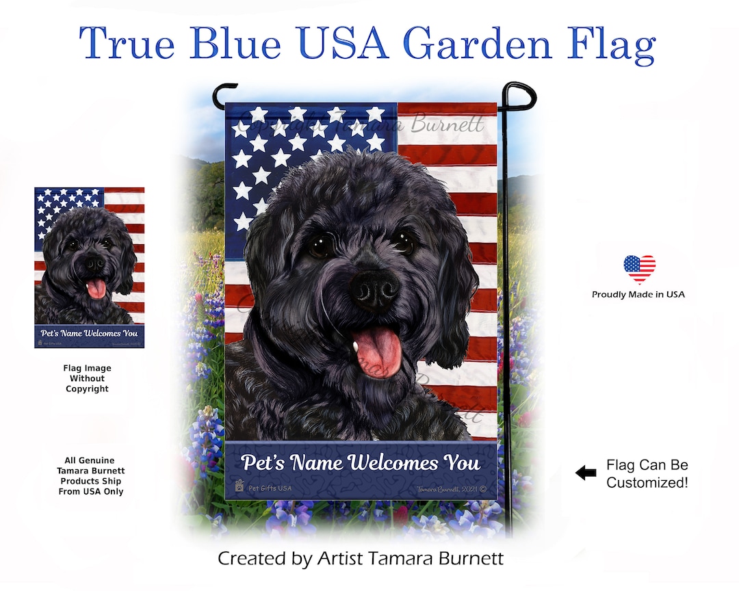 Cavapoo Black - True Blue Patriotic Garden Flag - Etsy