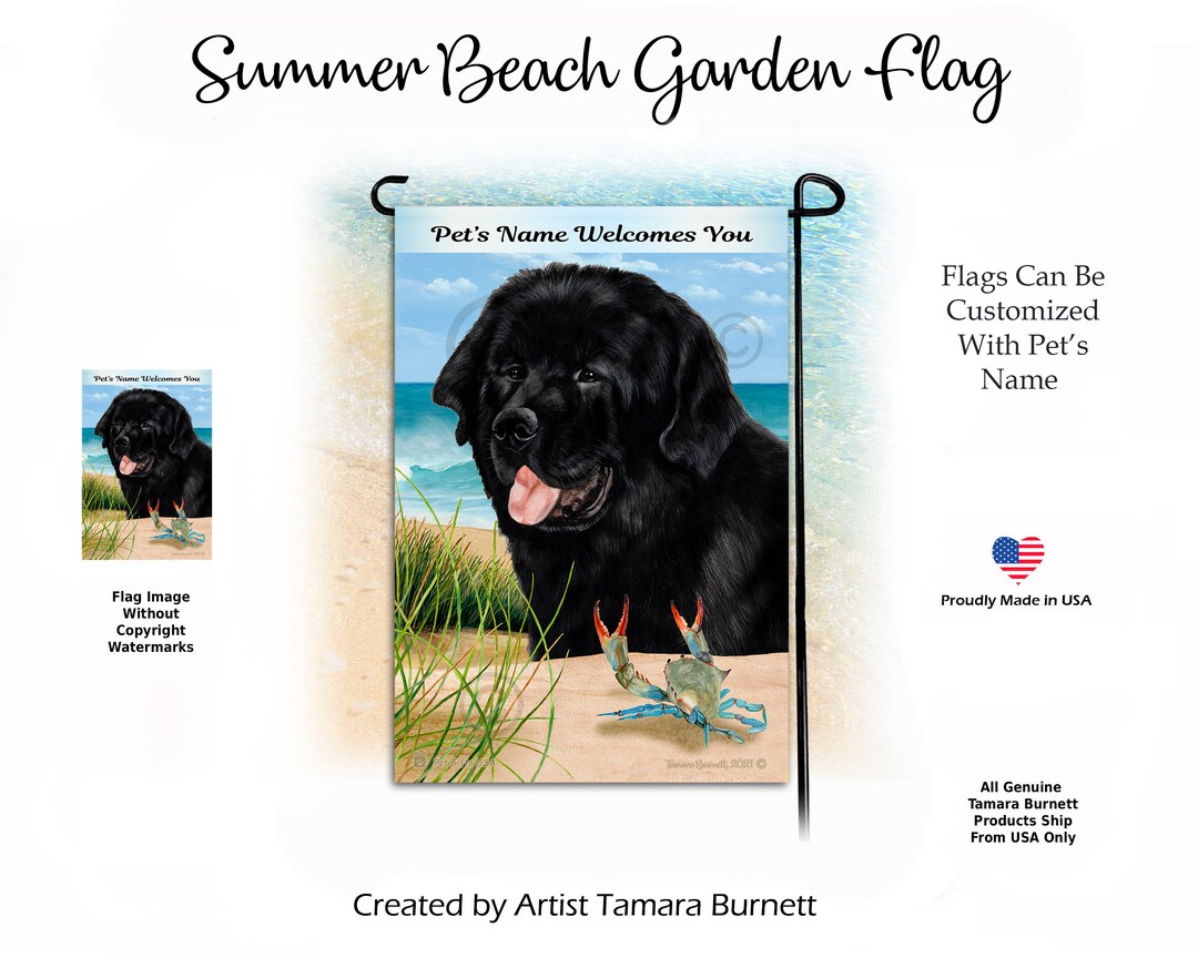 Newfoundland Black Summer Beach Scene Garden Flag - Etsy