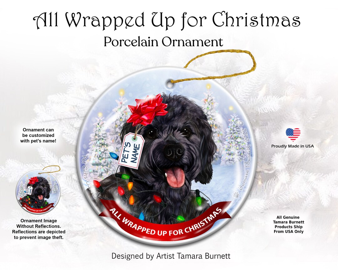 Cavapoo Black All Wrapped up for Christmas Ornament - Etsy