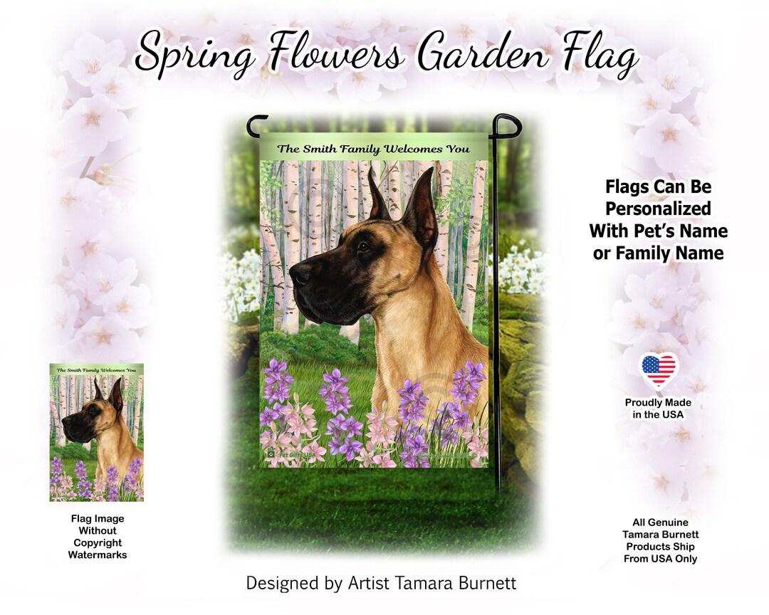 Great Dane Fawn Cropped Spring Design Garden Flag - Etsy