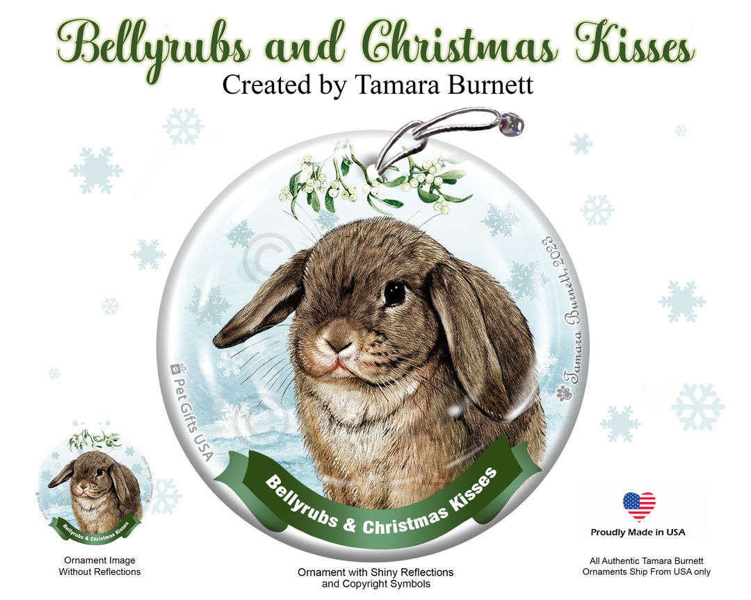 Rabbit Mini Lop Agouti - Belly Rubs and Christmas Kisses Ornament - Etsy