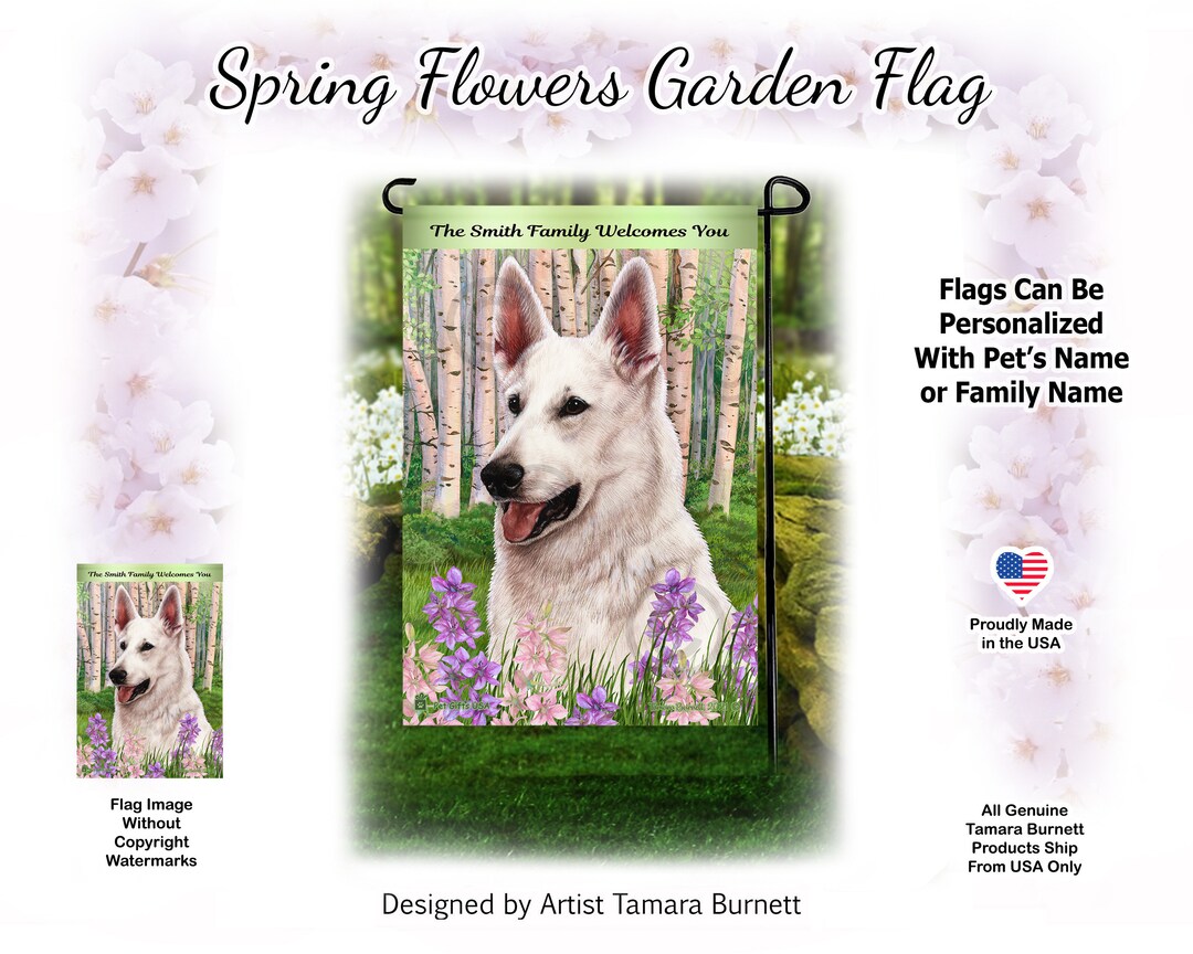 German Shepherd White Spring Design Garden Flag - Etsy