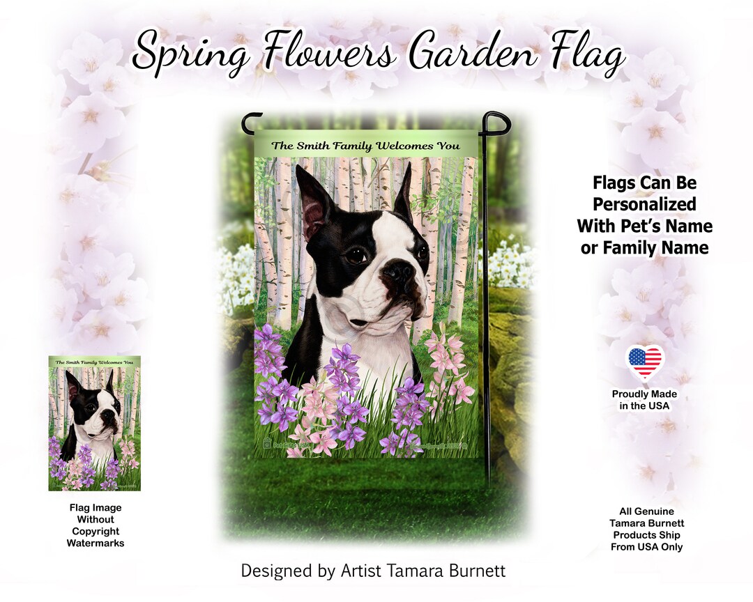 Boston Terrier Spring Design Garden Flag - Etsy