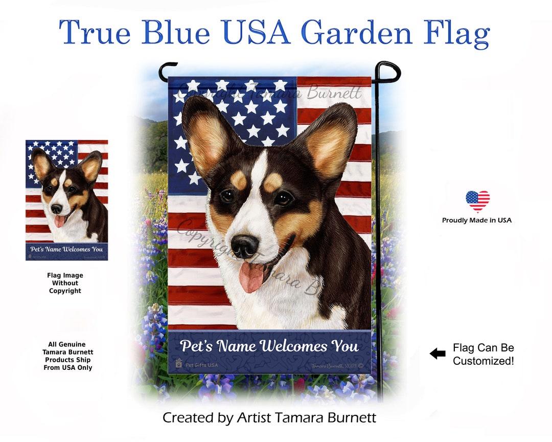 Corgi Cardigan Tri Color - True Blue Patriotic Garden Flag - Etsy