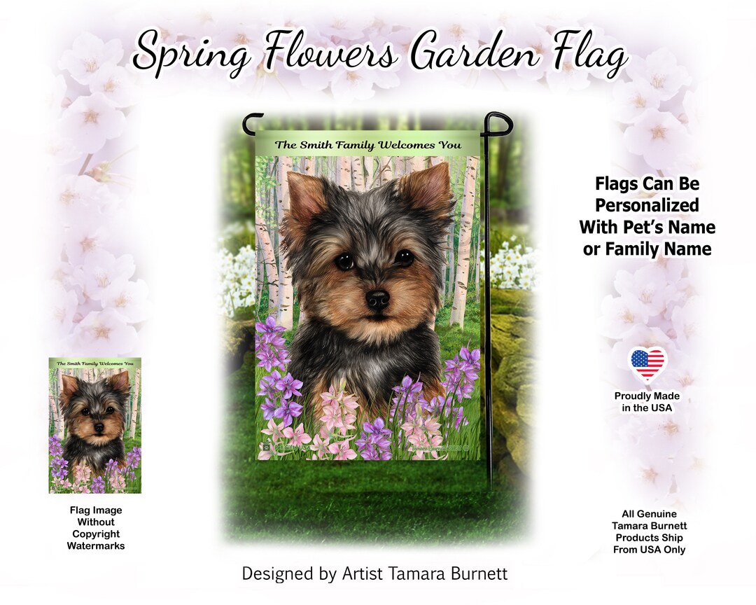 Yorkie Puppy Cut Spring Design Garden Flag - Etsy