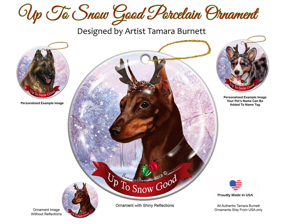 Miniature Pinscher Chocolate up to Snow Good Ornament - Etsy