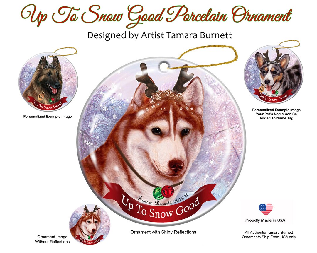 Siberian Husky Brown Eye Red/white up to Snow Good Ornament - Etsy