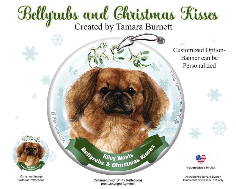 Pekingese Brown - Bellyrubs and Christmas Kisses Ornament - Etsy