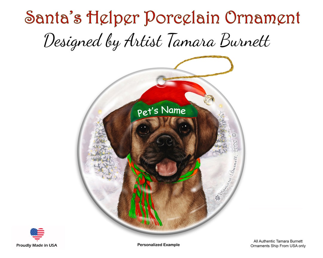 Puggle Fawn - Santa's Helper Christmas Ornament - Etsy