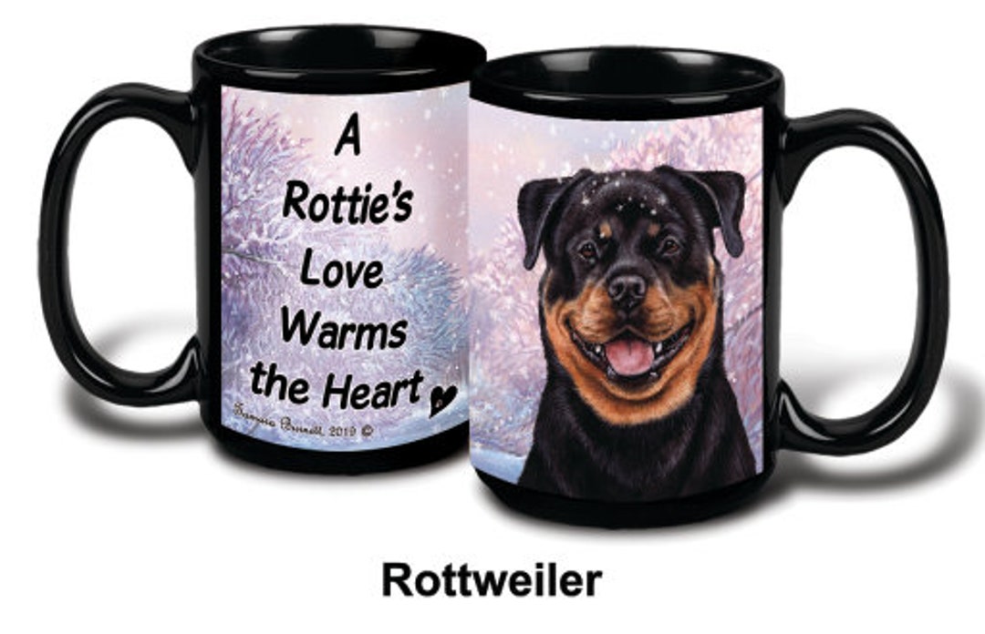 Rottweiler Winter Scene 15oz Black Coffee Mug - Etsy