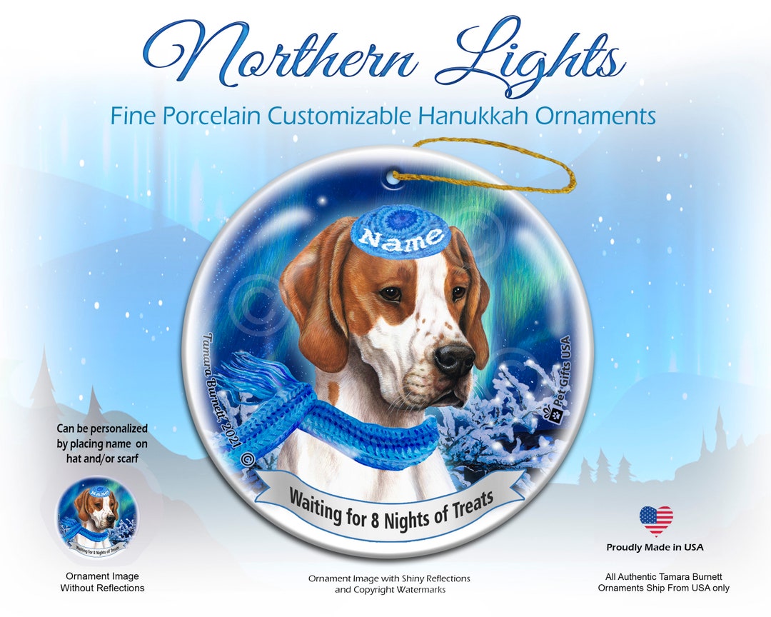English Pointer Red & White Northern Lights Hanukkah Ornament - Etsy