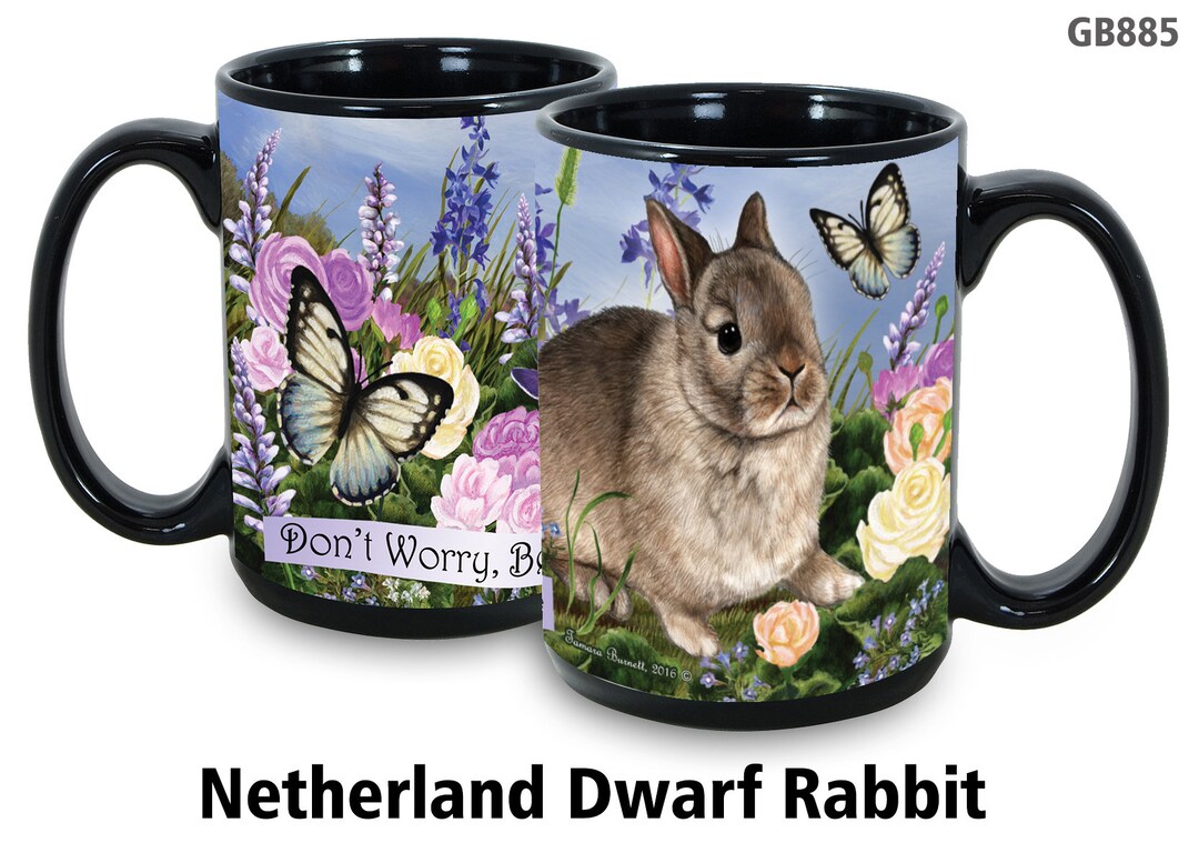 Netherland Dwarf Rabbit 15oz Garden Party Black Coffee Mug - Etsy