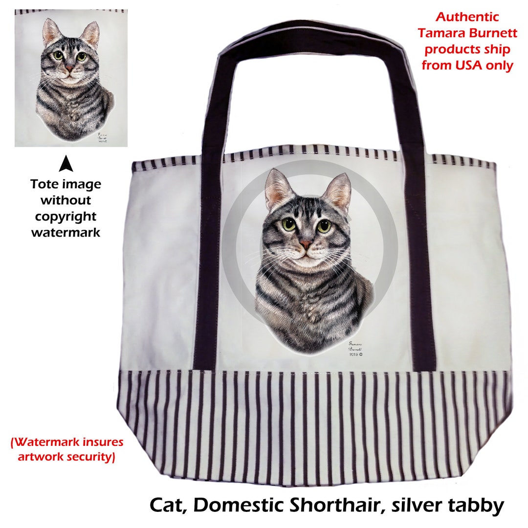 Silver Tabby Cat Canvas Tote Bag - Made in USA by Pegasuspets - Etsy