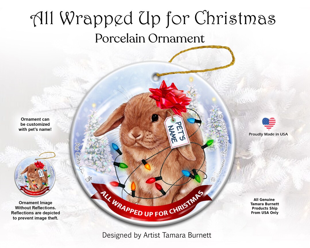 Mini Lop Cinnamon Rabbit All Wrapped up for Christmas Ornament - Etsy