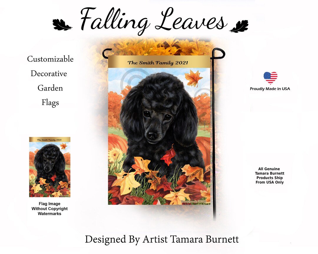 Poodle Black Falling Leaves Garden Flag - Etsy