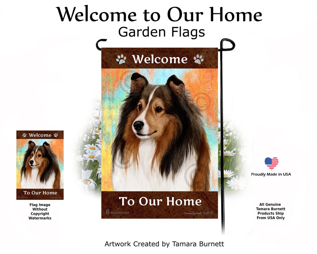 Sheltie Sable - Welcome to Our Home Garden Flag - Etsy