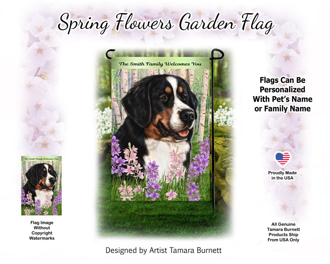 Bernese Mountain Dog Spring Design Garden Flag - Etsy