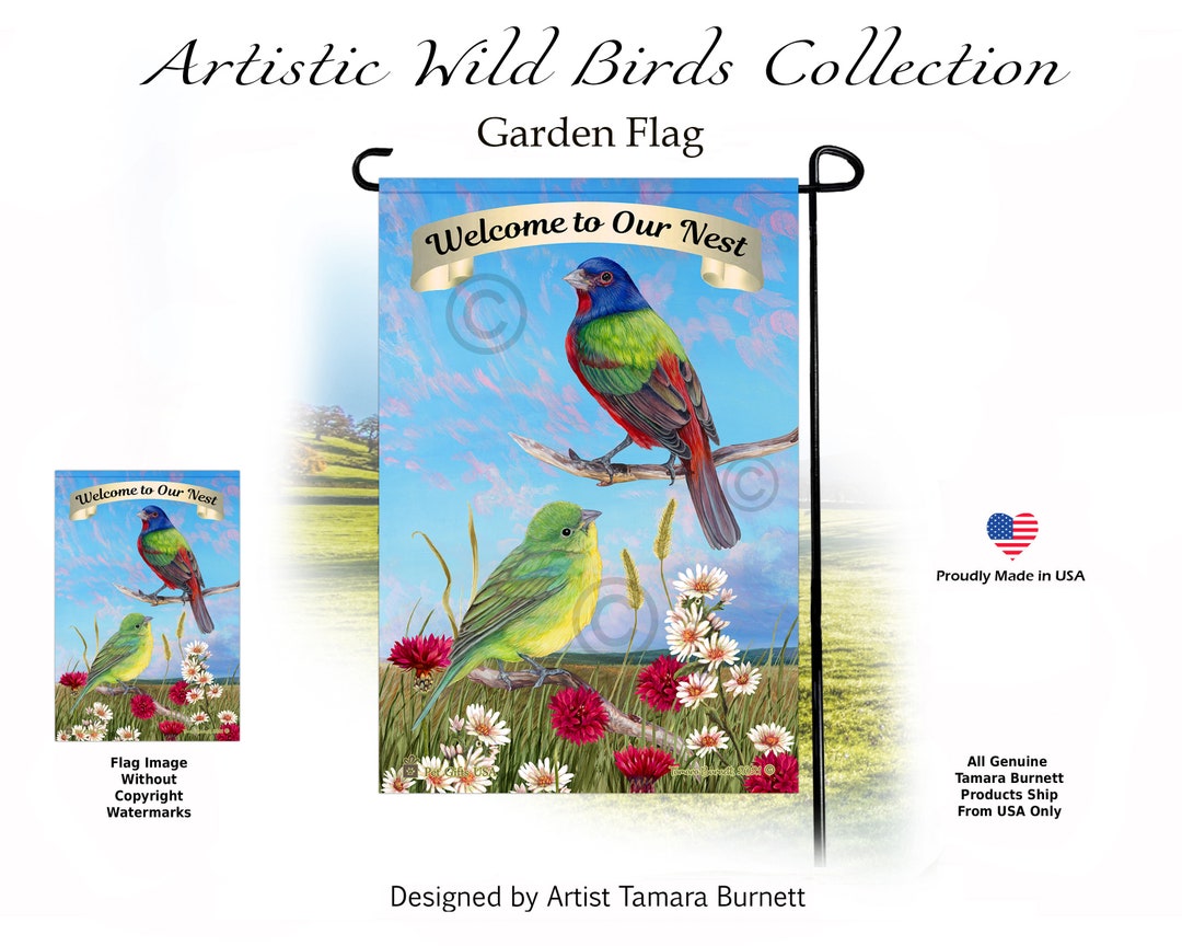 Painted Bunting - Welcome to Our Nest Garden Flag - Etsy
