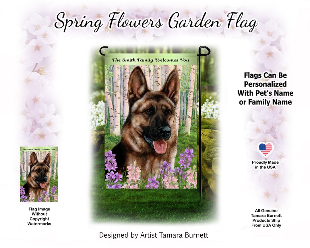 German Shepherd Fawn Sable Spring Design Garden Flag - Etsy