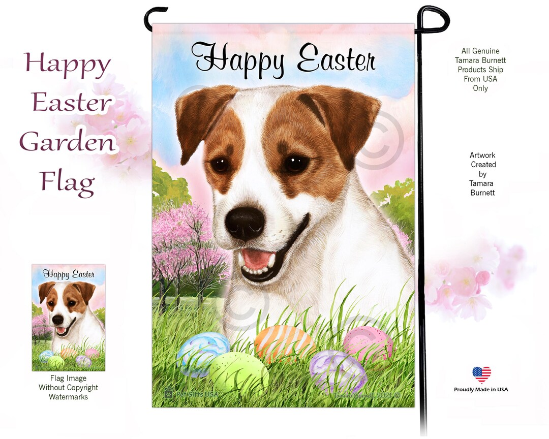 Jack Russell Terrier (brown and White) - Happy Easter Garden Flag - Etsy