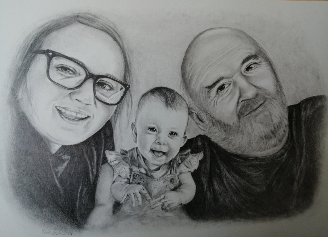 Original Bespoke Portrait Drawing of You or Loved Ones. - Etsy