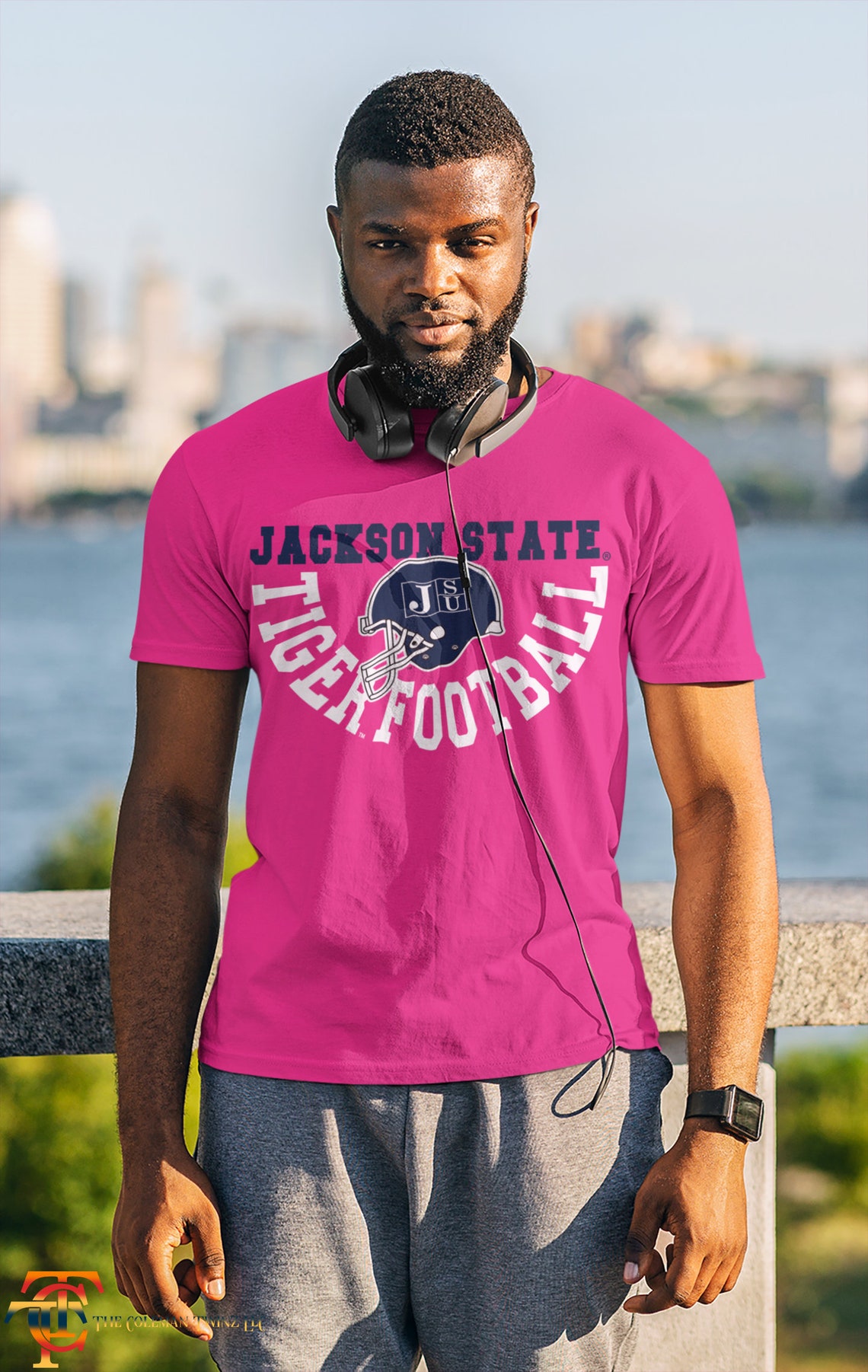 Jackson State University Tigers Football Helmet Short Sleeve T-shirt ...