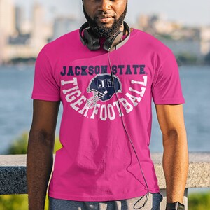 Jackson State University Tigers Football Helmet Short Sleeve T-shirt ...