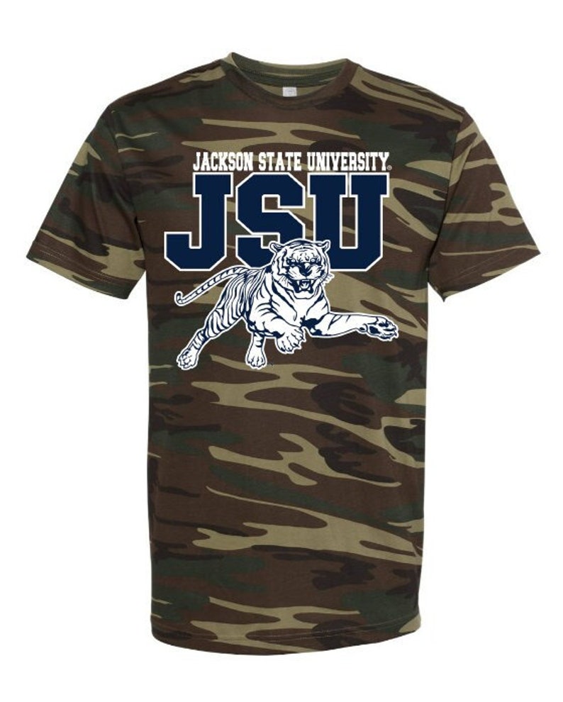 Jackson State Tigers JSU Leaping Tiger Camo Short Sleeve T-shirt, JSU ...