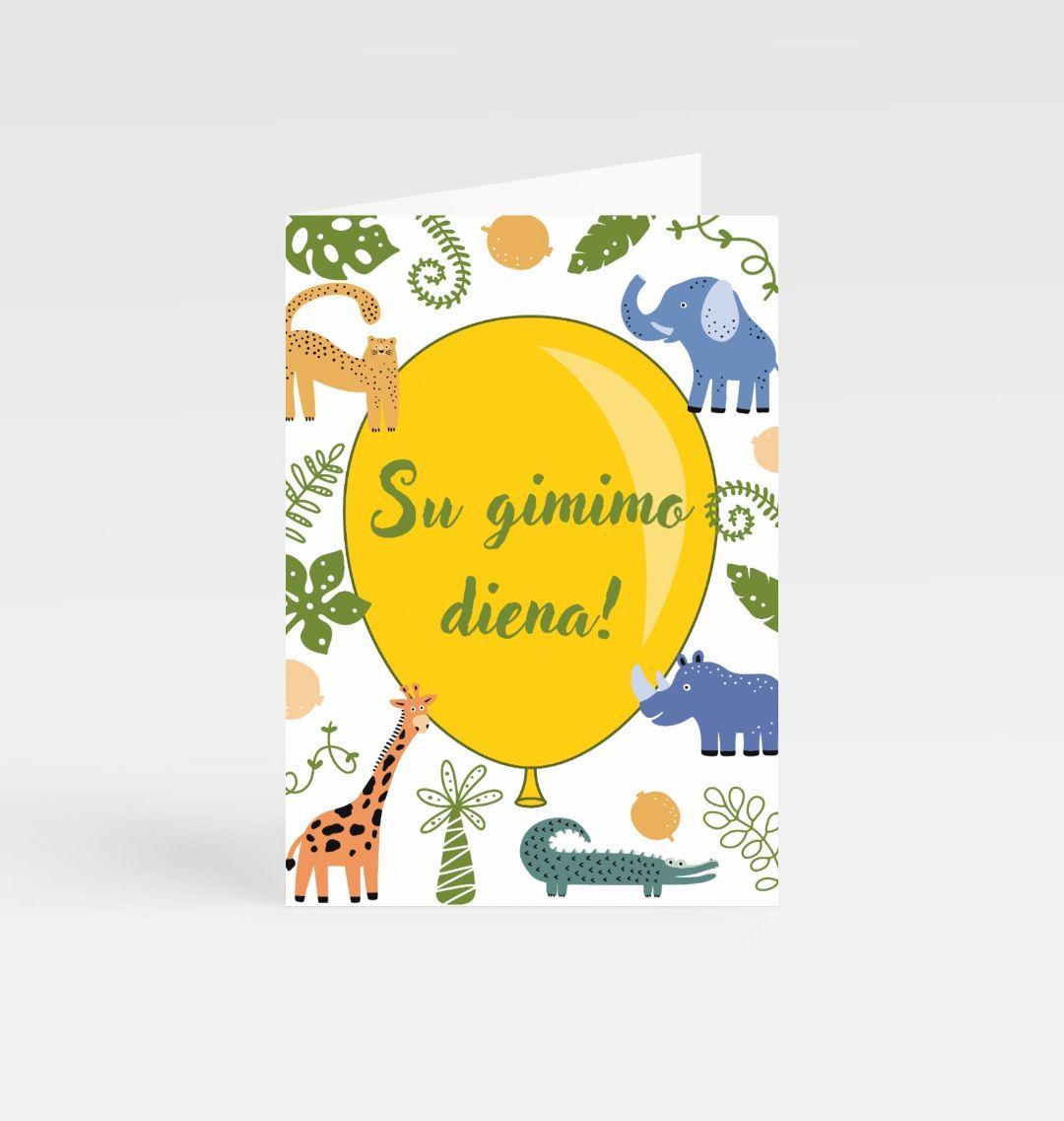 Lithuanian Happy Birthday Card Su Gimimo Diena Atvirutė, Blank Inside ...