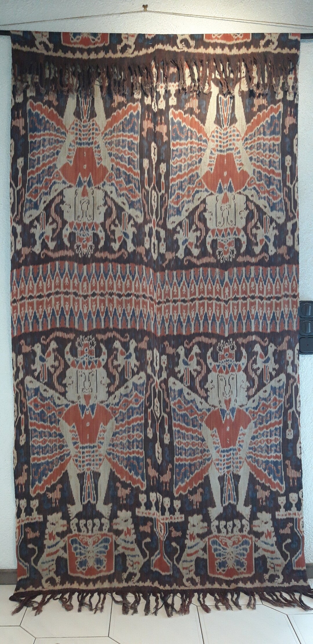 Vintage Hinggi Kombu Cloth: Handwoven Sumba Textile With Winged Figures ...