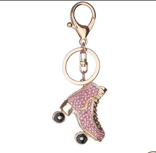 Roller Skate Diamond Crystals Gold Plated Home Key Ring - Etsy