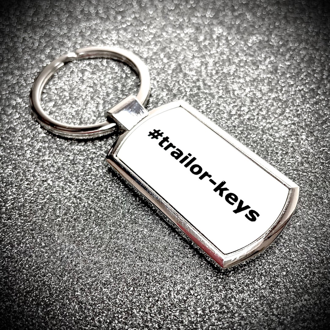 Trailor Key Ring Accessory chrome or goldplated / engraved Key Chain ...