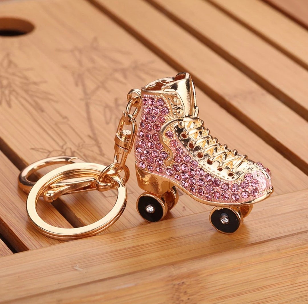 Roller Skate Diamond Crystals Gold Plated Home Key Ring - Etsy