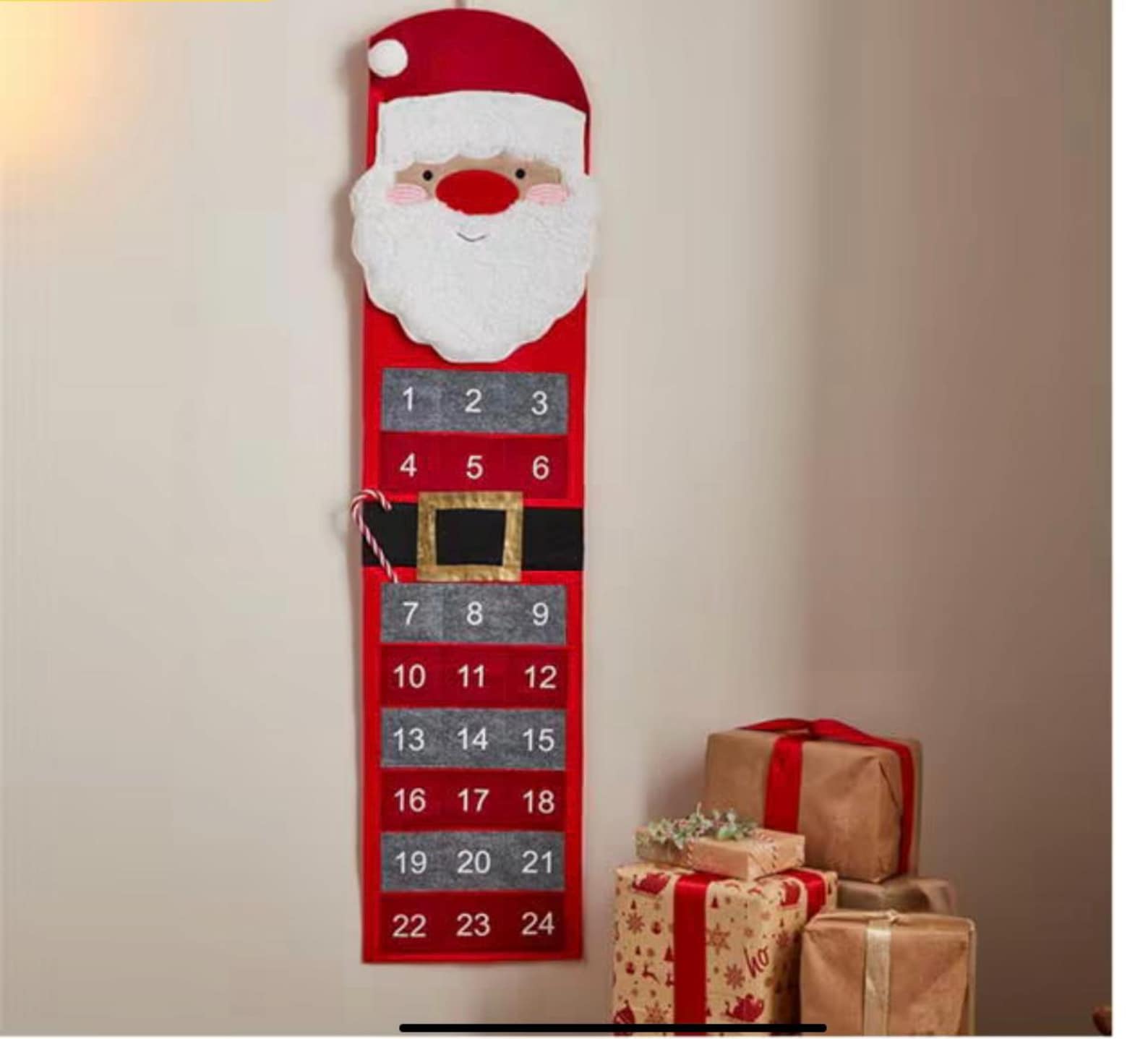 Christmas Santa Advent Calendar in Red White and Black - Cute Santa ...