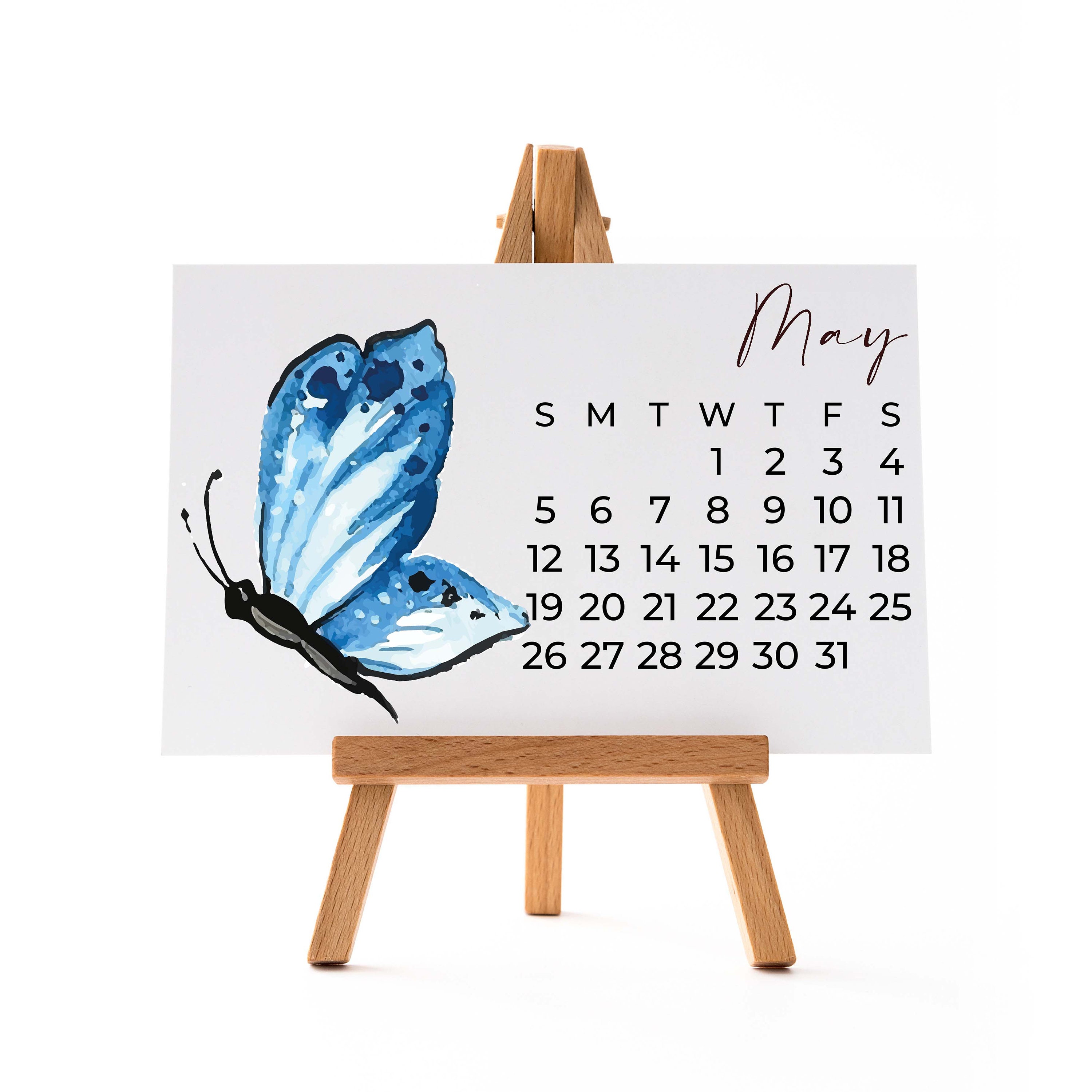 Calendar 2024 Calendar Desk Calendar With Wooden Easel Stand A6/A5 Size ...