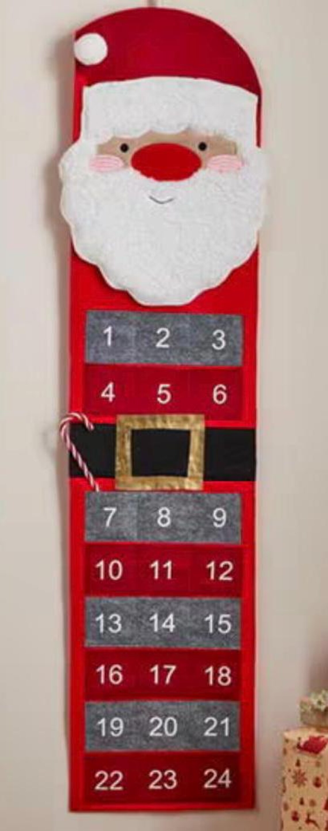 Christmas Santa Advent Calendar in Red White and Black - Cute Santa ...