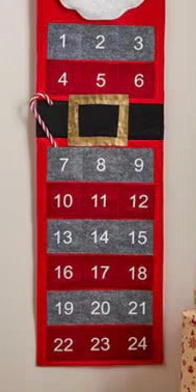 Christmas Santa Advent Calendar in Red White and Black - Cute Santa ...