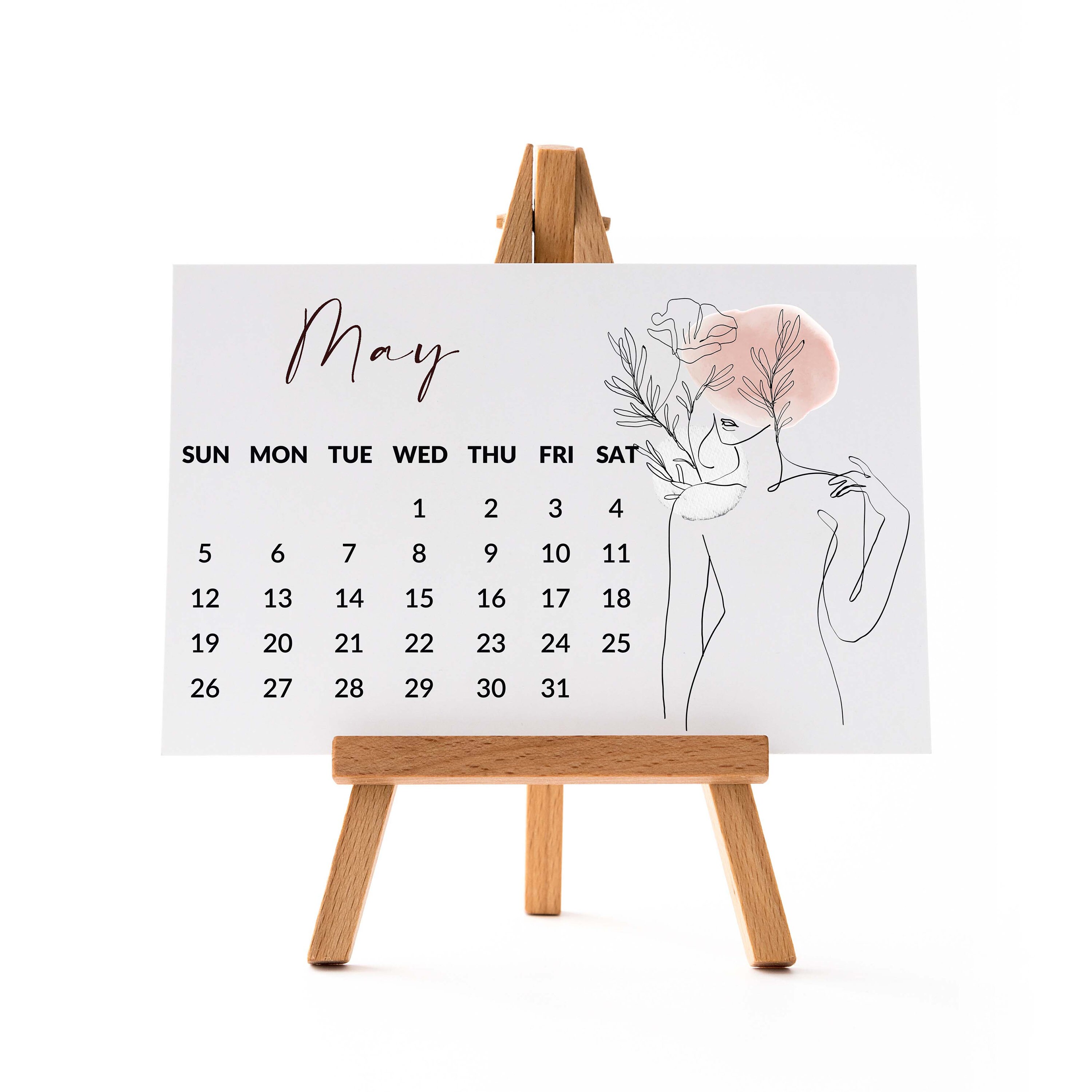 Calendar 2025 Calendar Desk Calendar With Wooden Easel Stand A6/A5/A4 ...