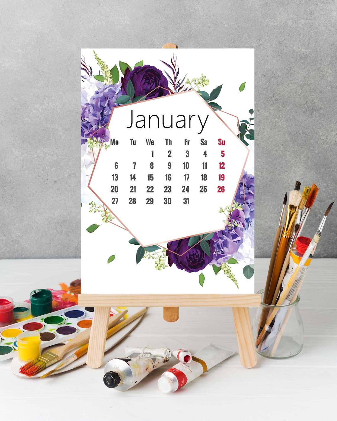 Calendar 2025 Desk Calendar With Wooden Easel Stand A6 A5 A4 Size ...