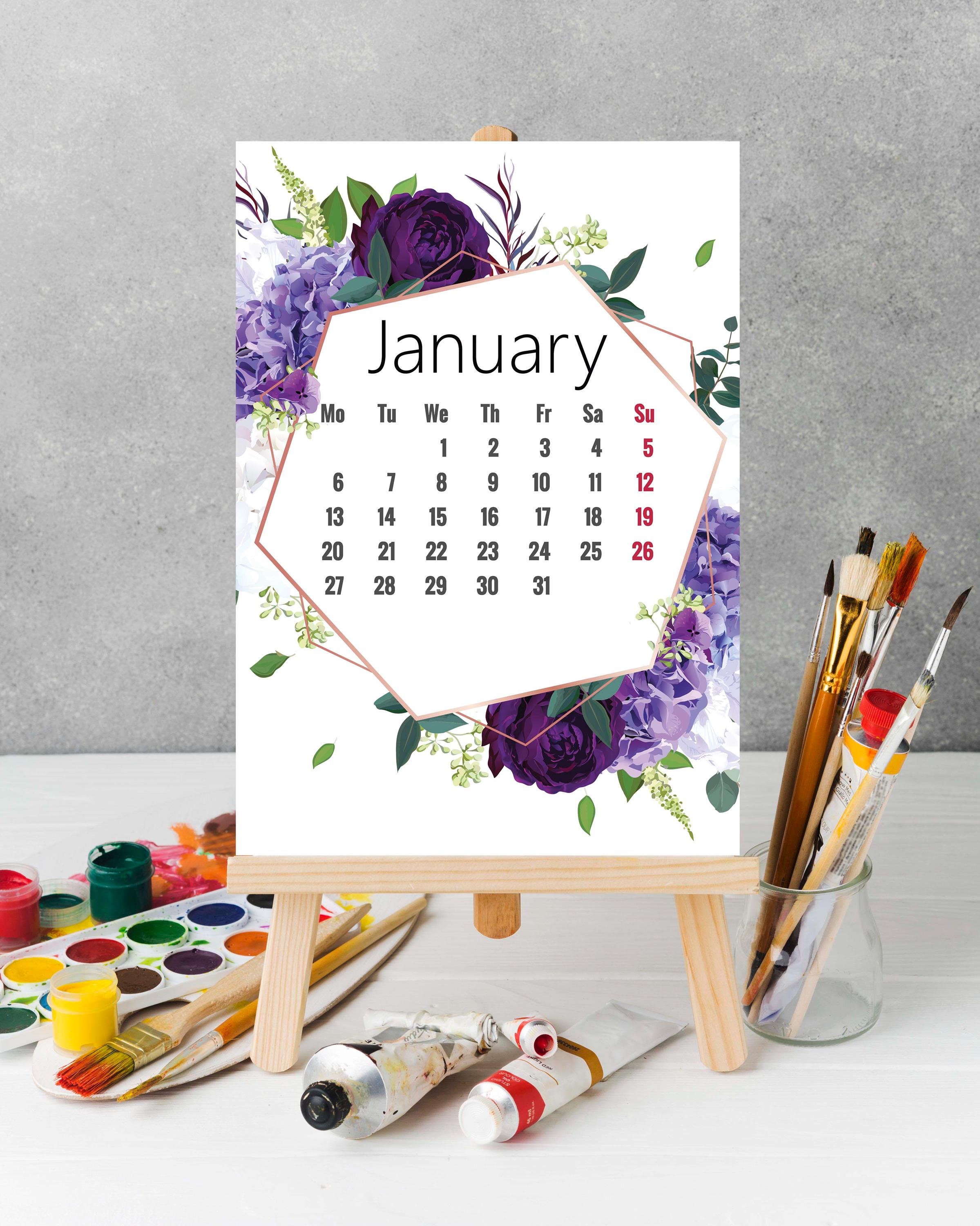 Calendar 2025 Desk Calendar With Wooden Easel Stand A6 A5 A4 Size ...
