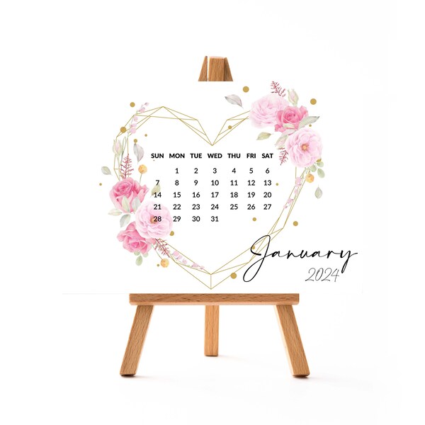 Heart 2024 Calendar - Etsy