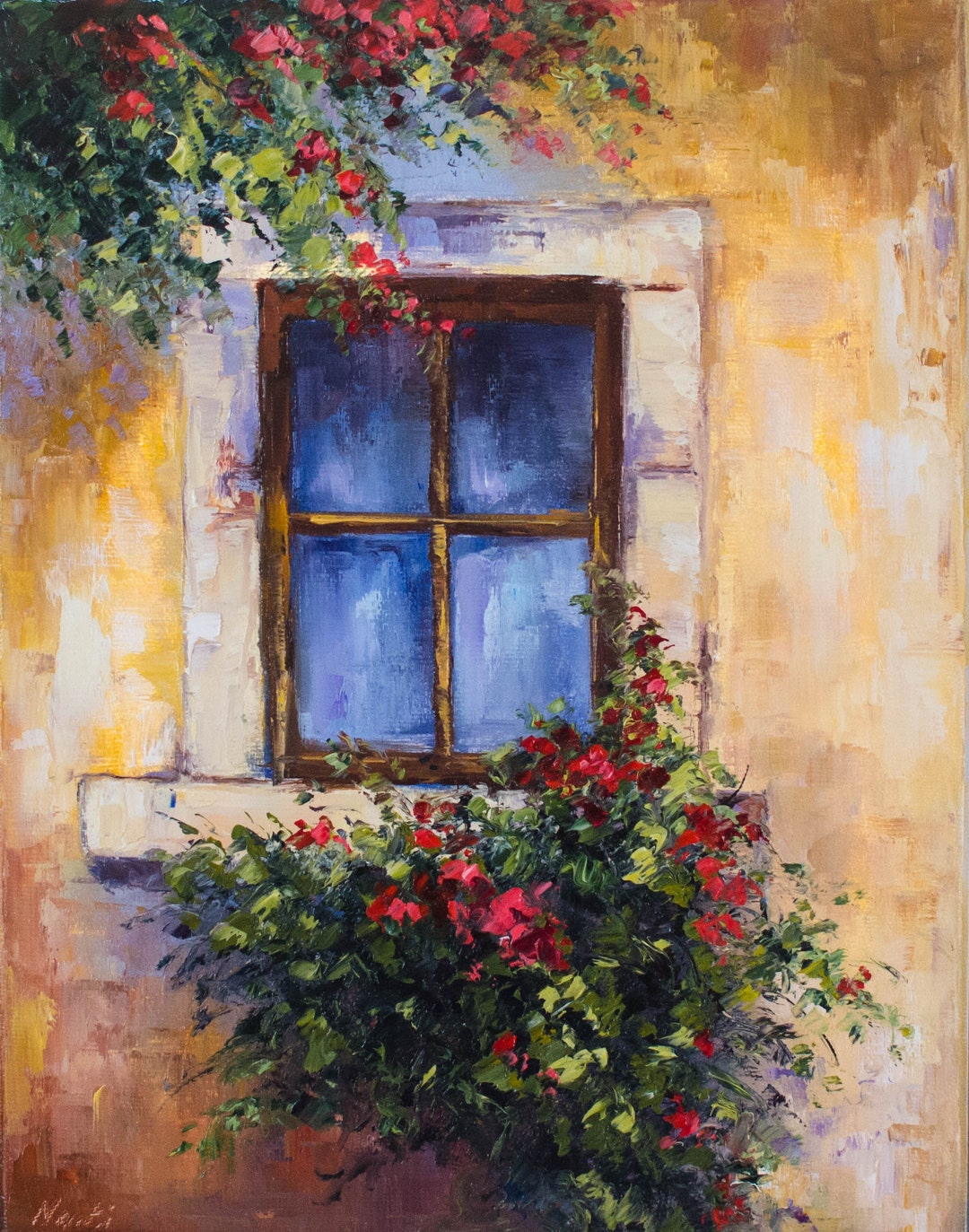 Original Oil Painting on Canvas ,impressionist Painting of Blooming ...