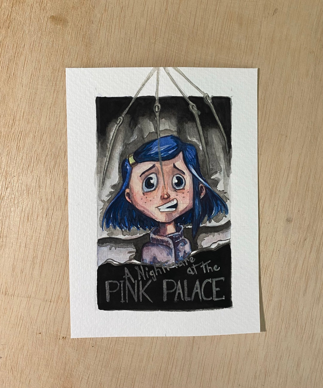 Nightmare at the Pink Palace// Illustration 5x7”, Watercolor, Coraline ...