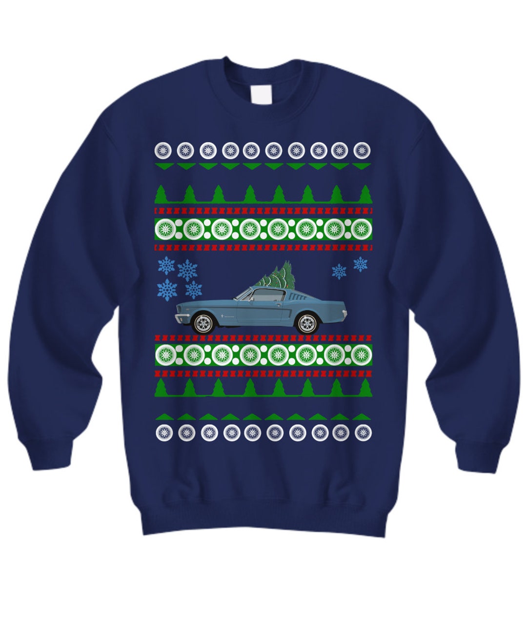 Ford Mustang 1965 Ugly Christmas Sweater Fastback Silver Blue Hot Rod ...