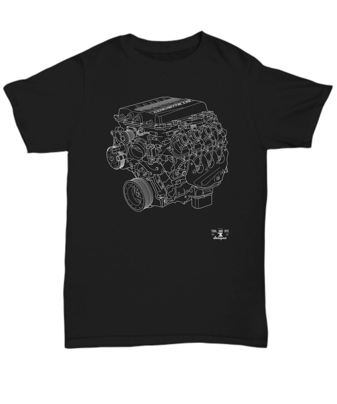 C7 ZR1 LT5 Engine Blueprint Shirt Chevy Gm Hot Rod Motor V8 Big Block ...