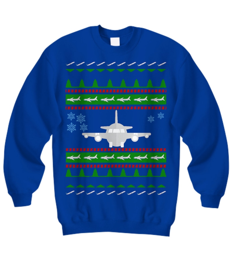 Commercial Airplane Ugly Christmas Sweater Aviation Holiday Sweatshirt ...